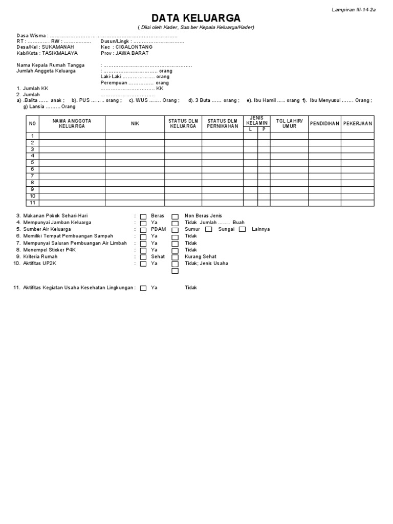 Format Data Keluarga | PDF