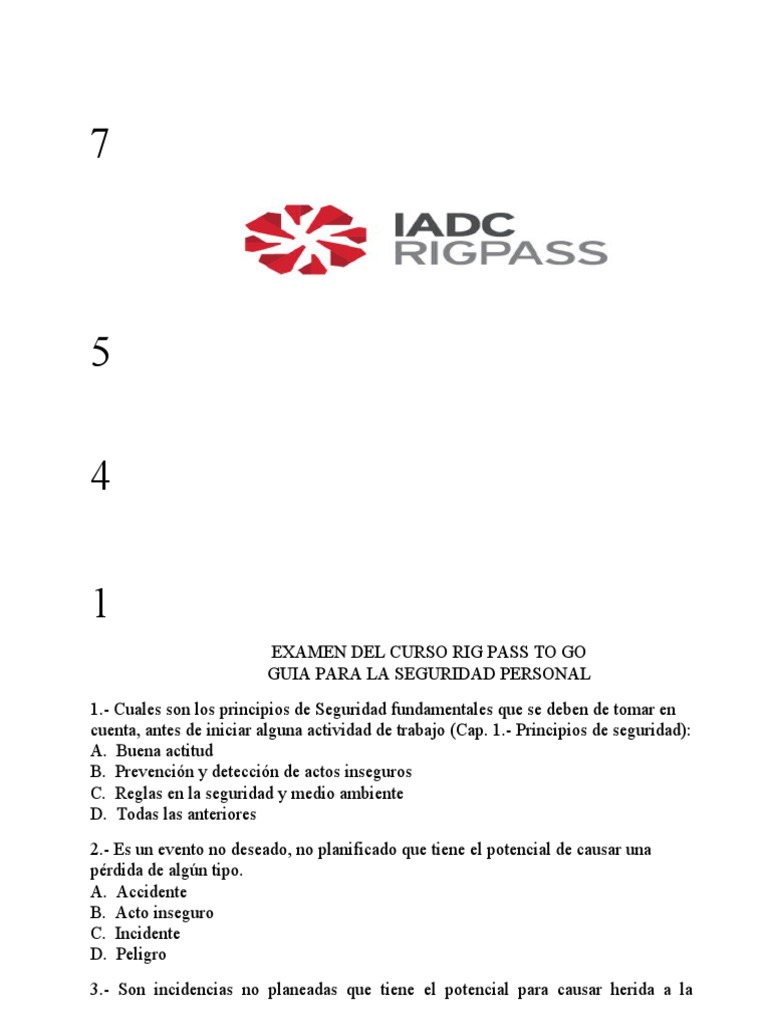 Evaluacion de Rig Pass 2021 | PDF