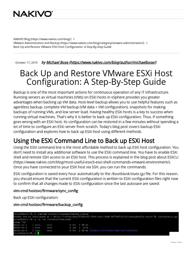 How To Back Up and Restore VMware ESXi Host Configuration | PDF | Virtual Machine | Superuser