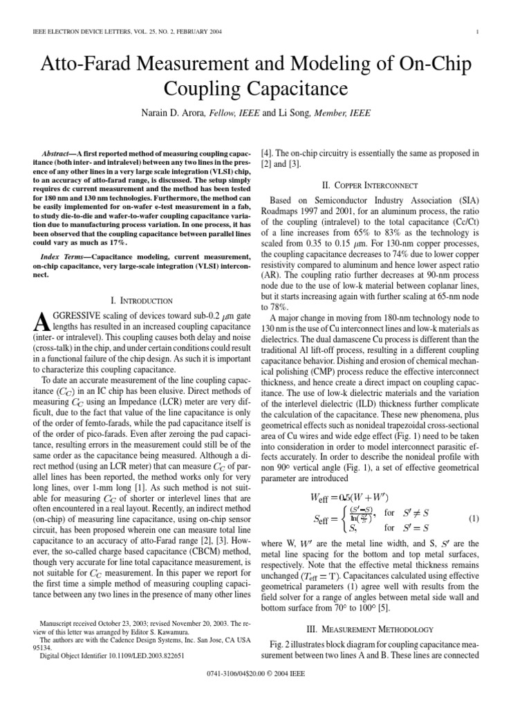 Atto-Farad Measurement and Modeling of On-Chip Coupling Capacitance ...