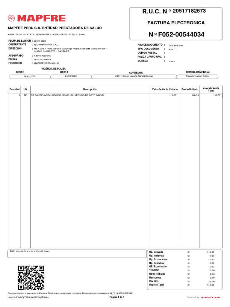 Constancia Mapfre | PDF | Business | Tecnología financiera