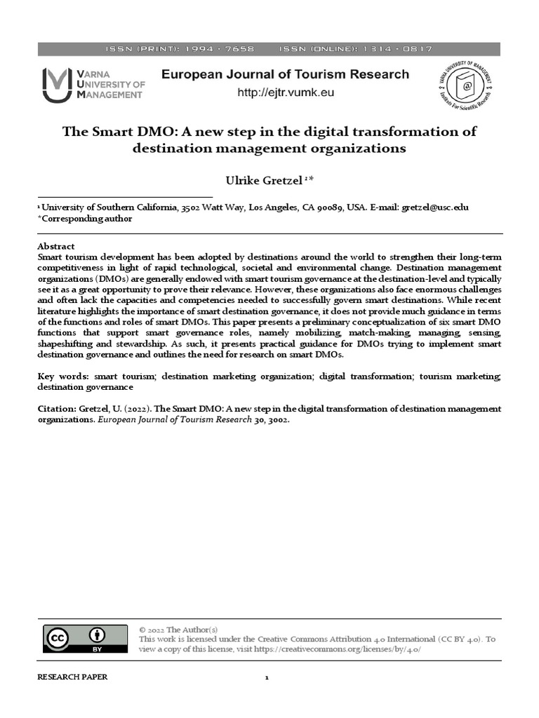 The Smart DMO: A New Step in The Digital Transformation of Destination ...