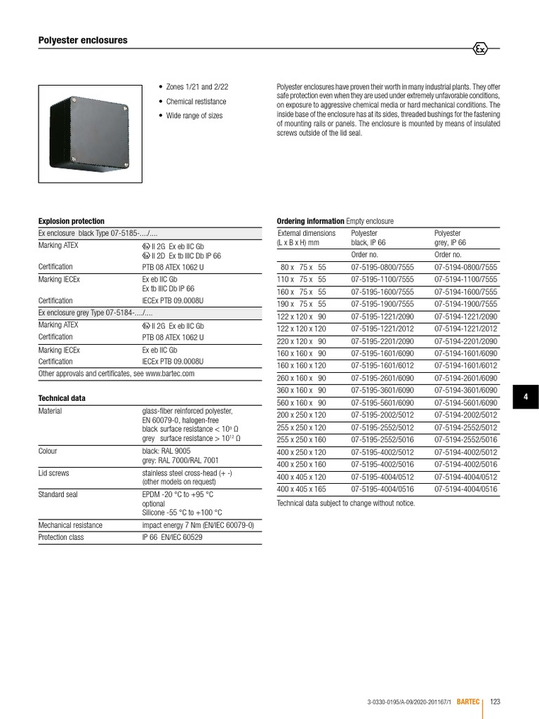 Bartec Enclosure B201167 - 1E | PDF | Economic Sectors | Manufactured Goods