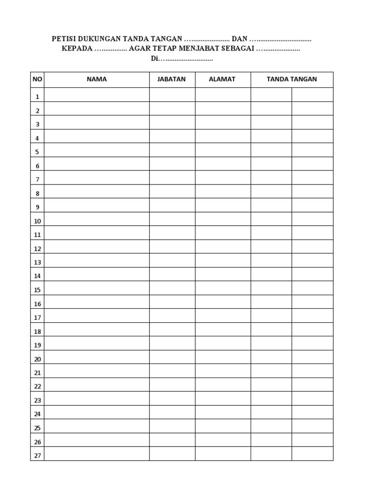 Contoh Form Petisi Dukungan | PDF