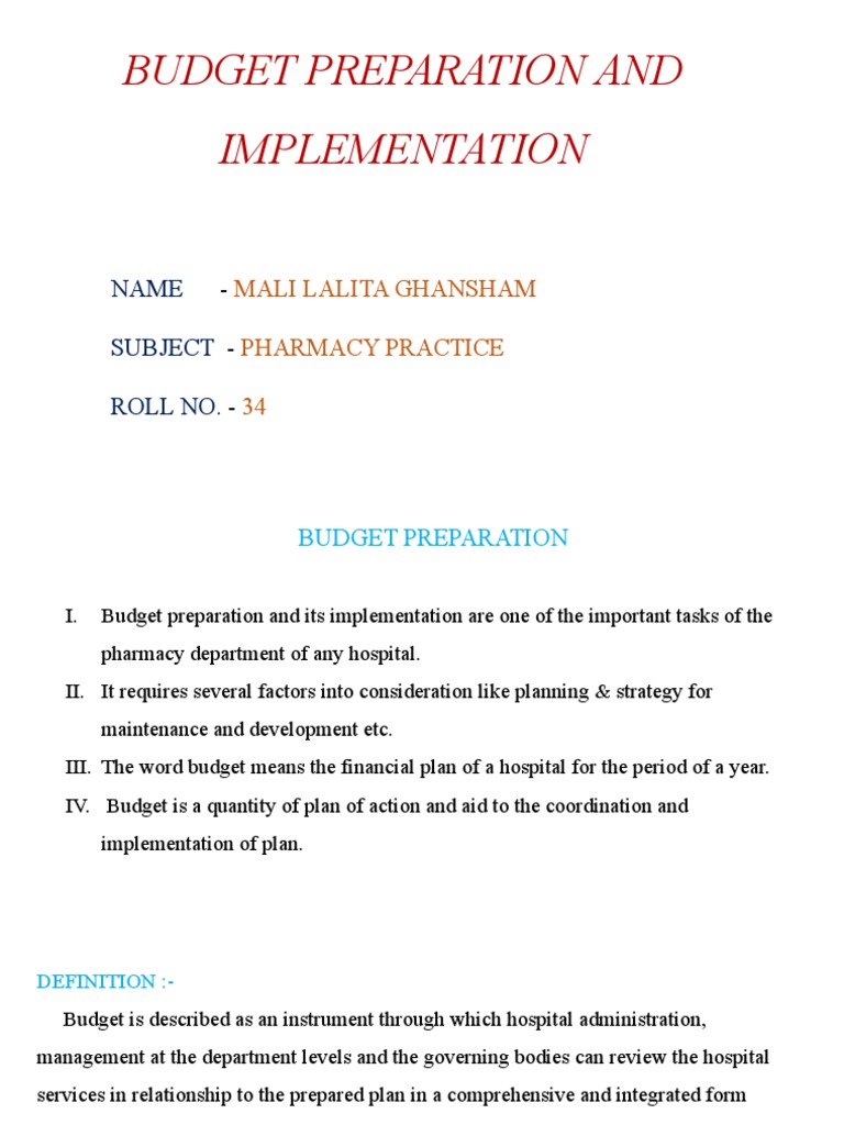 A Comprehensive Overview of Pharmacy Budget Preparation and ...