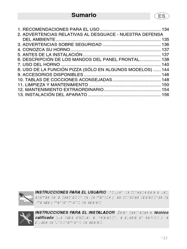 Manual Horno SMEG | PDF | Enchufes y tomas de corriente alterna | Residuos