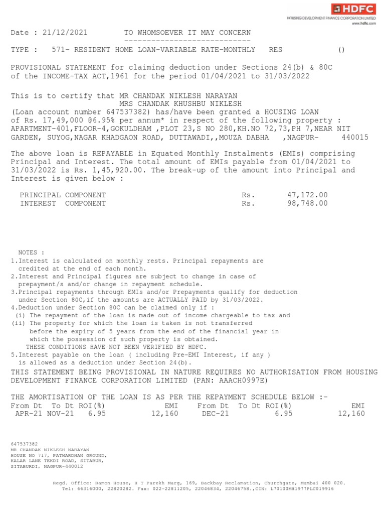 Provisional Certificate | PDF | Loans | Interest
