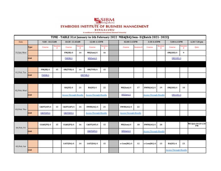 BA-TIME - TABLE 31st January To 5th February 2022 MBA-BA-Sem - II ...