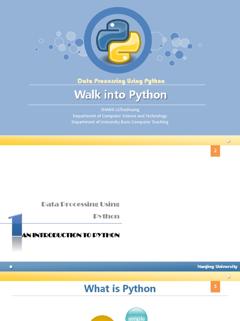 Walk Into Python: Data Processing Using Python | PDF | Data Type ...