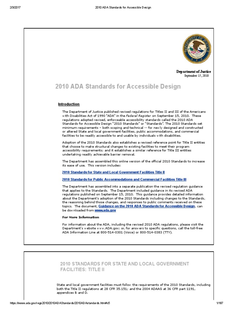 2010 ADA Standards For Accessible Design | PDF | Americans With ...