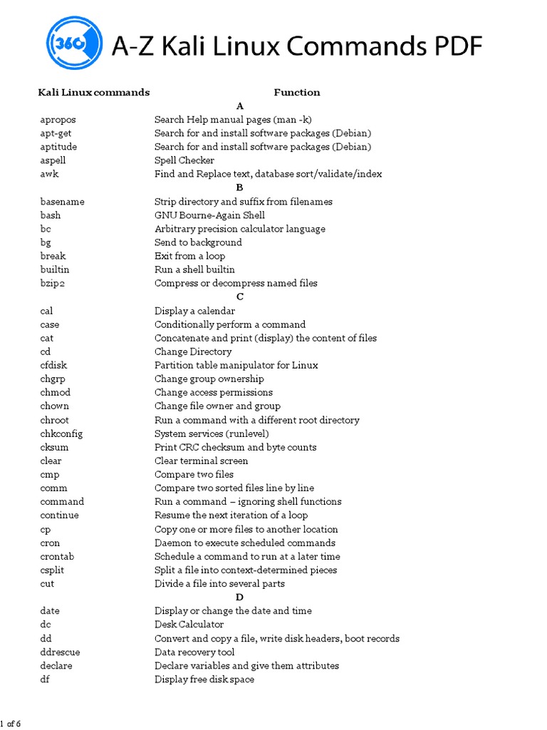 All Kali Linux Commands - @CahierJaune | PDF | Computer File | System Software