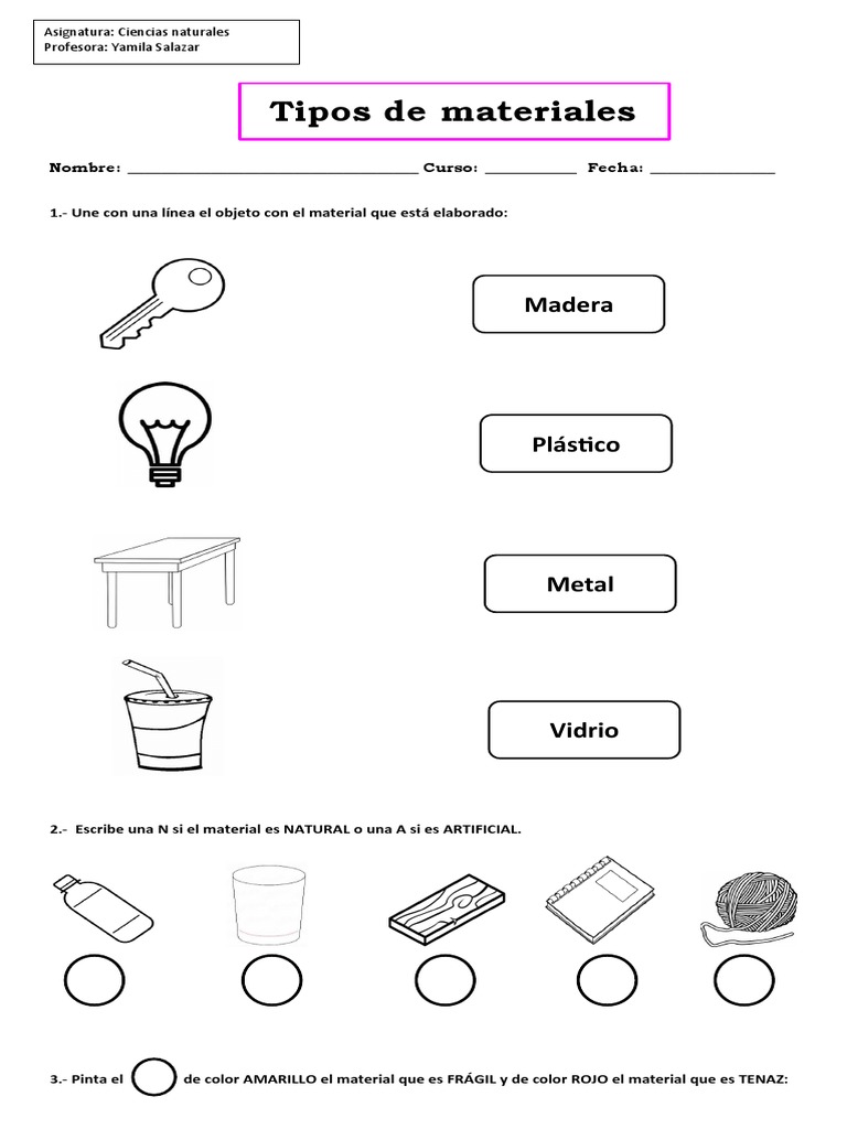 Guía Tipos de Materiales 1° Basico | PDF