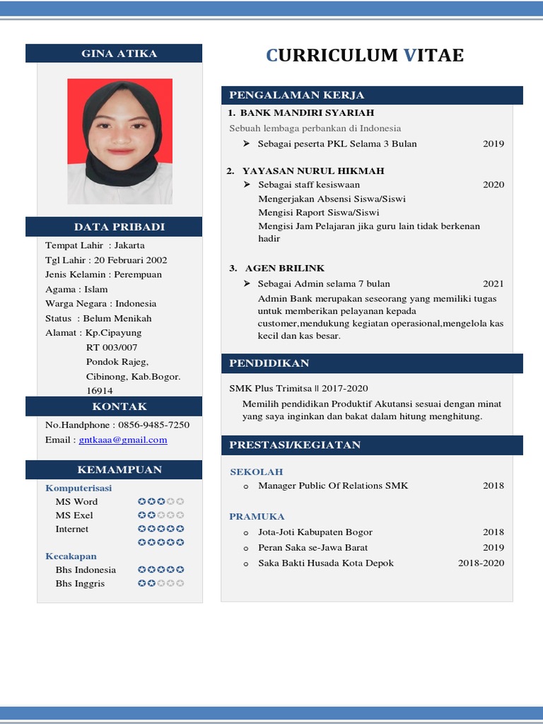 CV Gina Atika | PDF