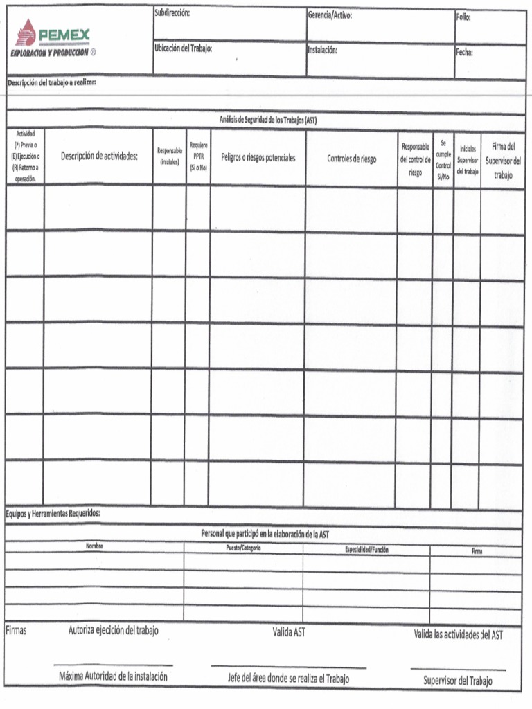 Formato AST PEMEX | PDF