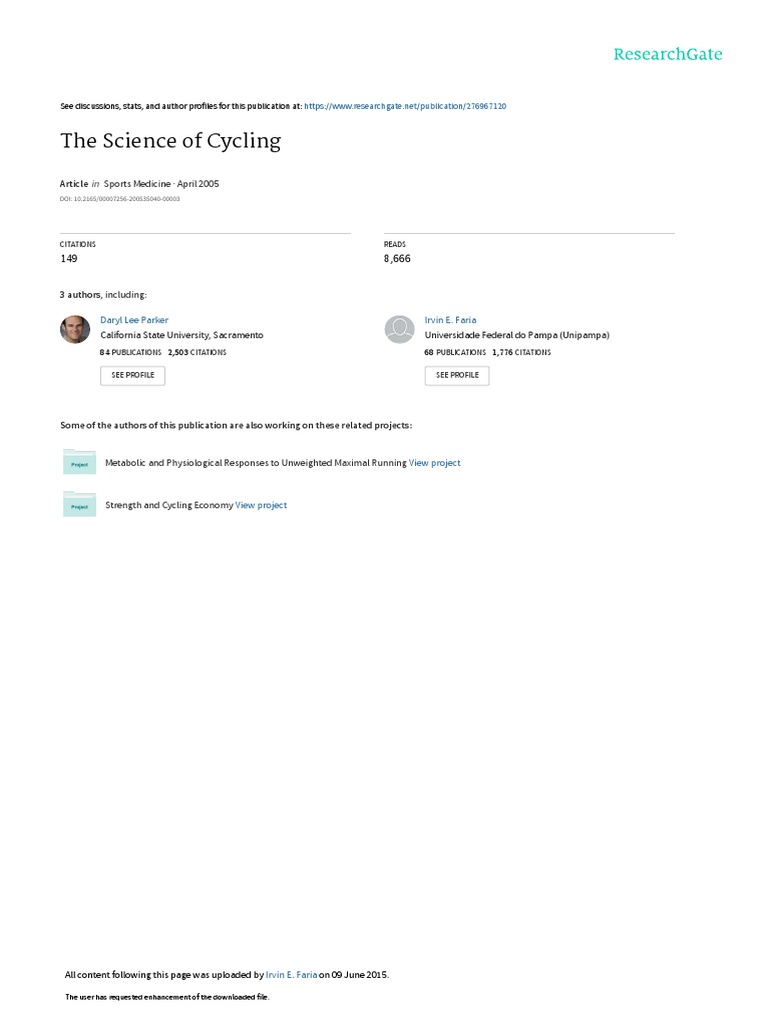 The Science of Cycling: Sports Medicine April 2005 | PDF | Skeletal ...