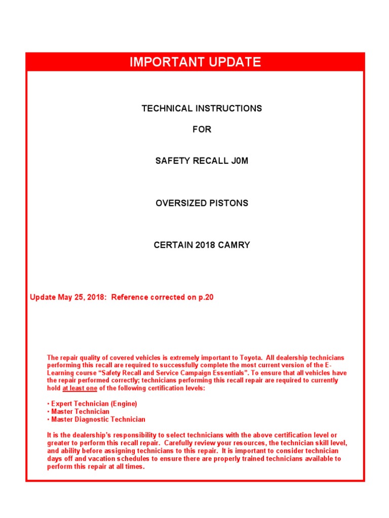 TOYOTA Technical Bulletin RCRIT-18V200-3143.pdftoyota Bulletin | PDF ...