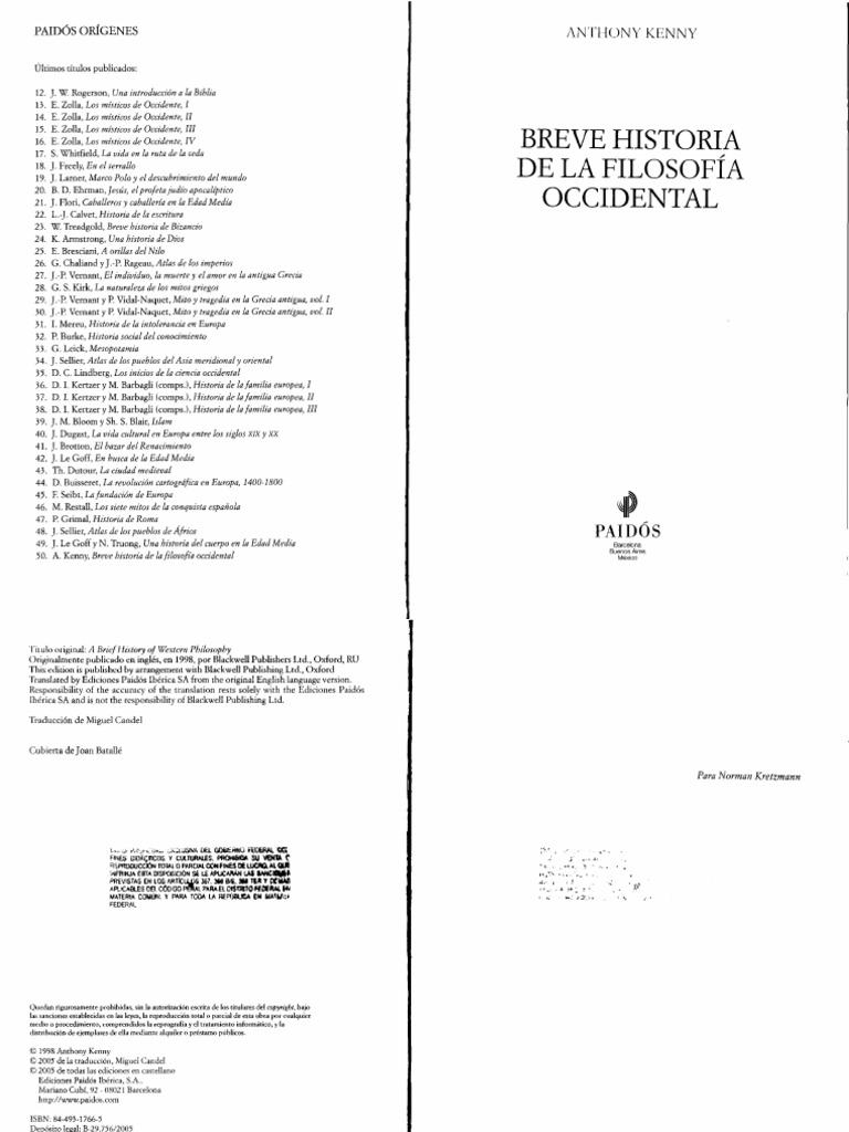 Kenny Anthony Breve Historia de La Filosofia Occidental | PDF | Pitágoras