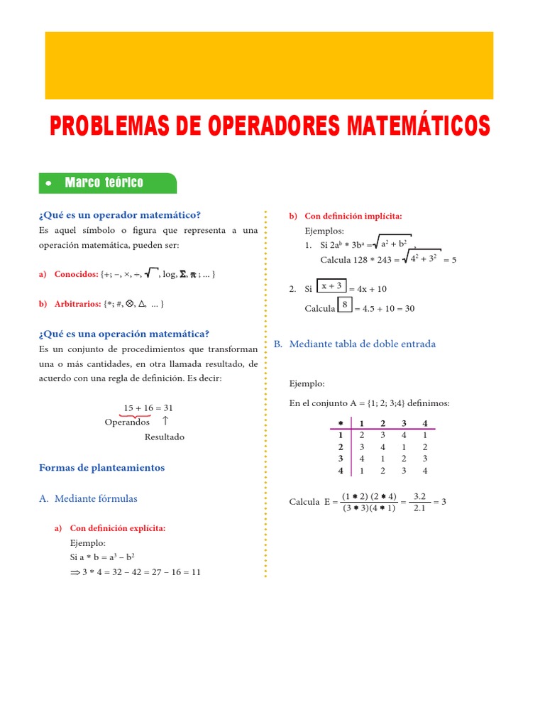 Operadores Matemáticos | PDF | Matemáticas | Aritmética