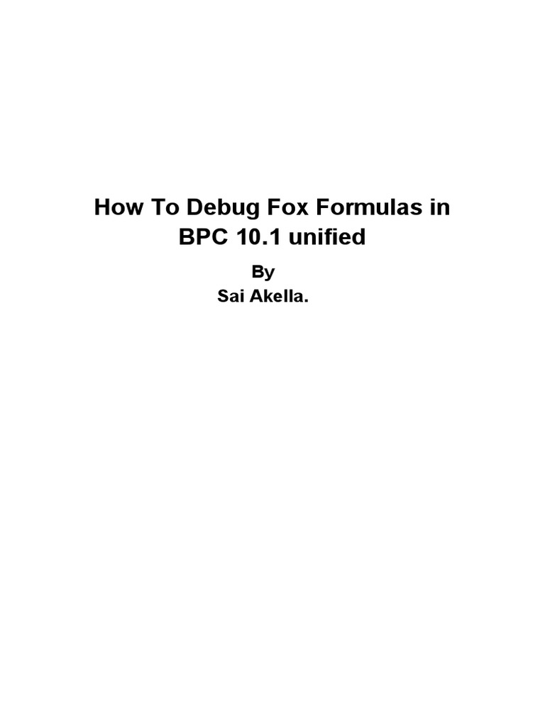 How To Debug Fox Formulas in BPC 10.1 Unified | PDF | Debugging | Systems Engineering