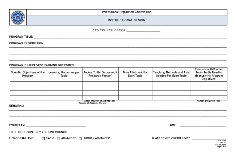 PRC Instructional Design Template | PDF | Instructional Design | Learning