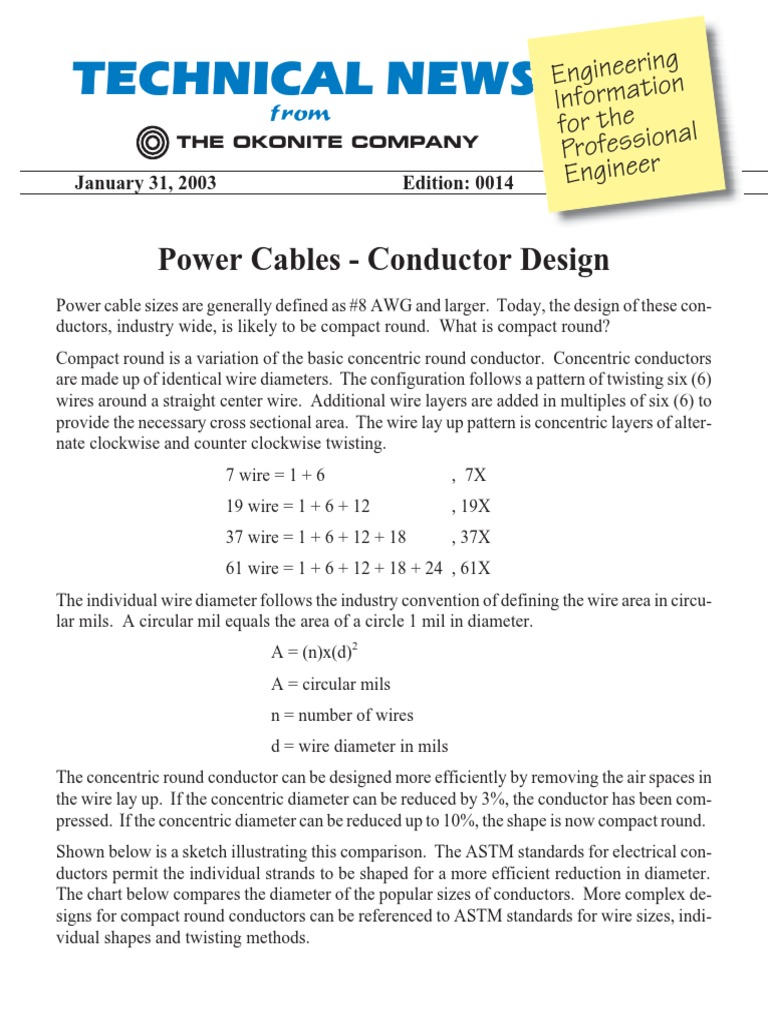 Technical News: Power Cables - Conductor Design | PDF | Wire ...