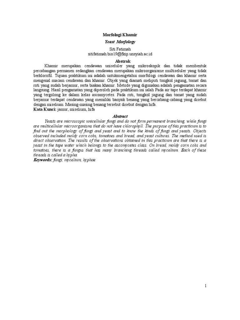 Morfologi dan Ukuran Khamir | PDF | Griya & Taman | Sains & Matematika