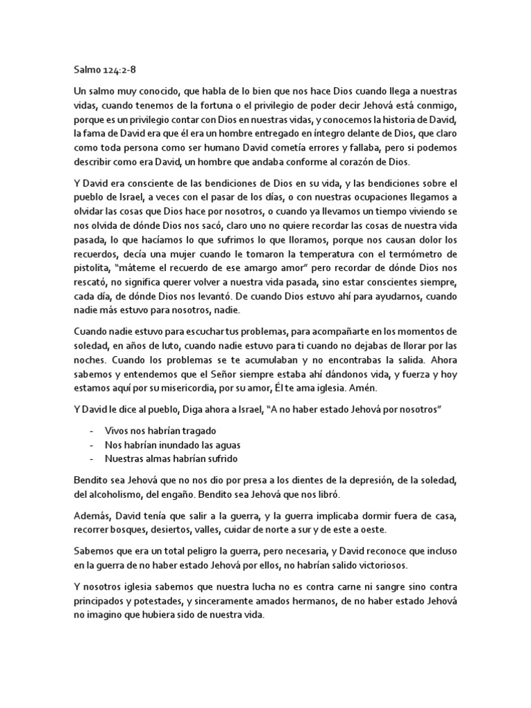 Salmo 124 | PDF | David | Salmos