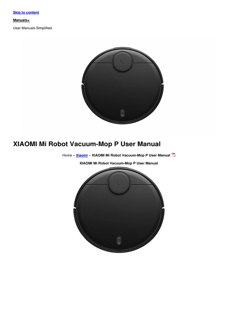 Xiaomi Mi Robot Vacuum-Mop P Manual | PDF | Wi Fi | Vacuum Cleaner