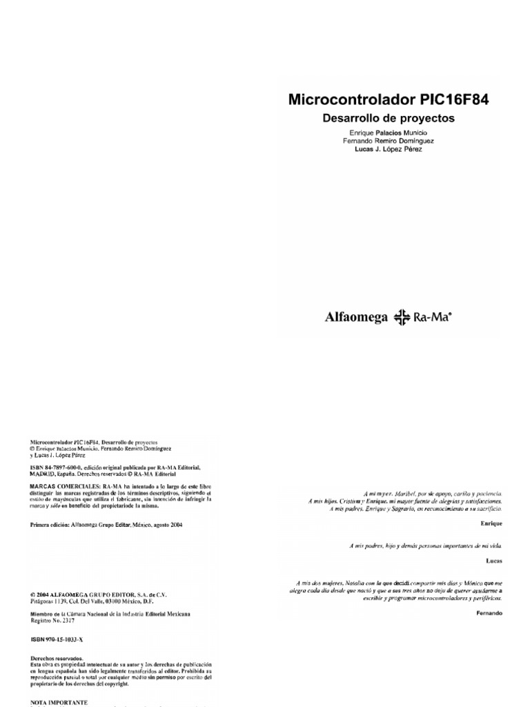 Microcontrolador PIC16F84-Desarrollo de Proyectos | PDF