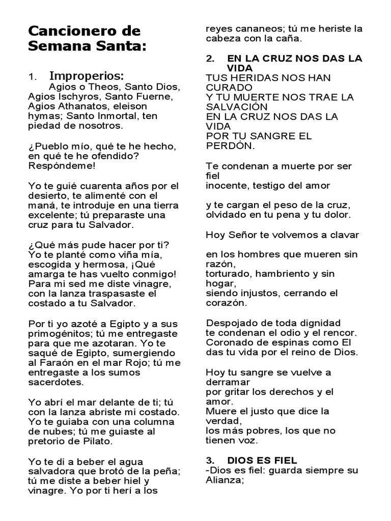 Cantos De Semana Santa Pdf Eucaristía Amor