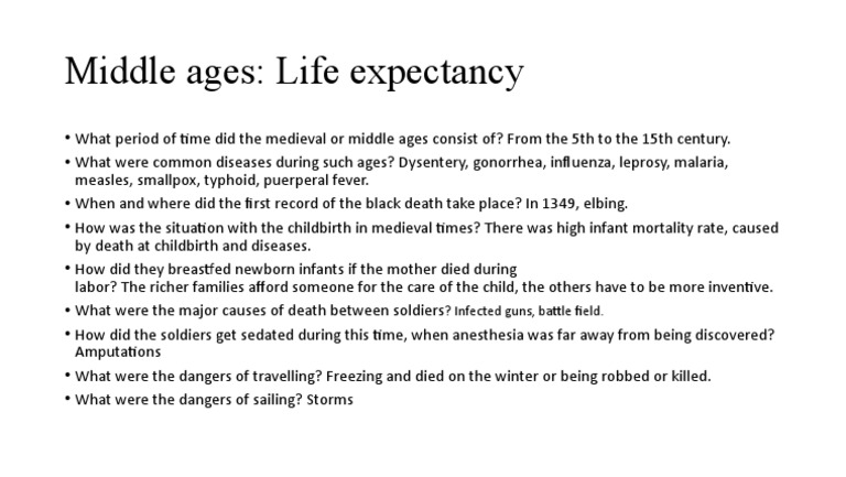 Middle Ages: Life Expectancy: ? Infected Guns, Battle Field | PDF ...