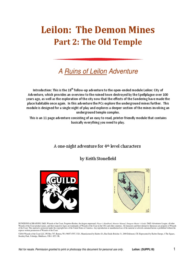 170788-Leilon - The Demon Mines Pt2 | PDF | Wizards Of The Coast ...