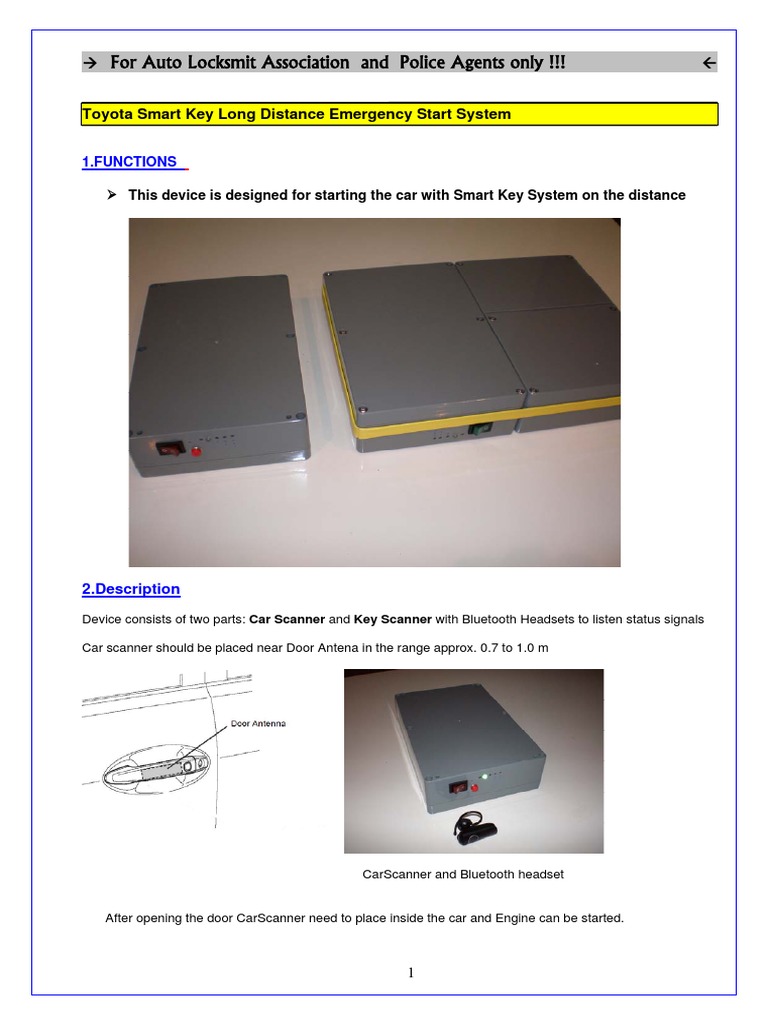 Car Scanner and Key Scanner | PDF