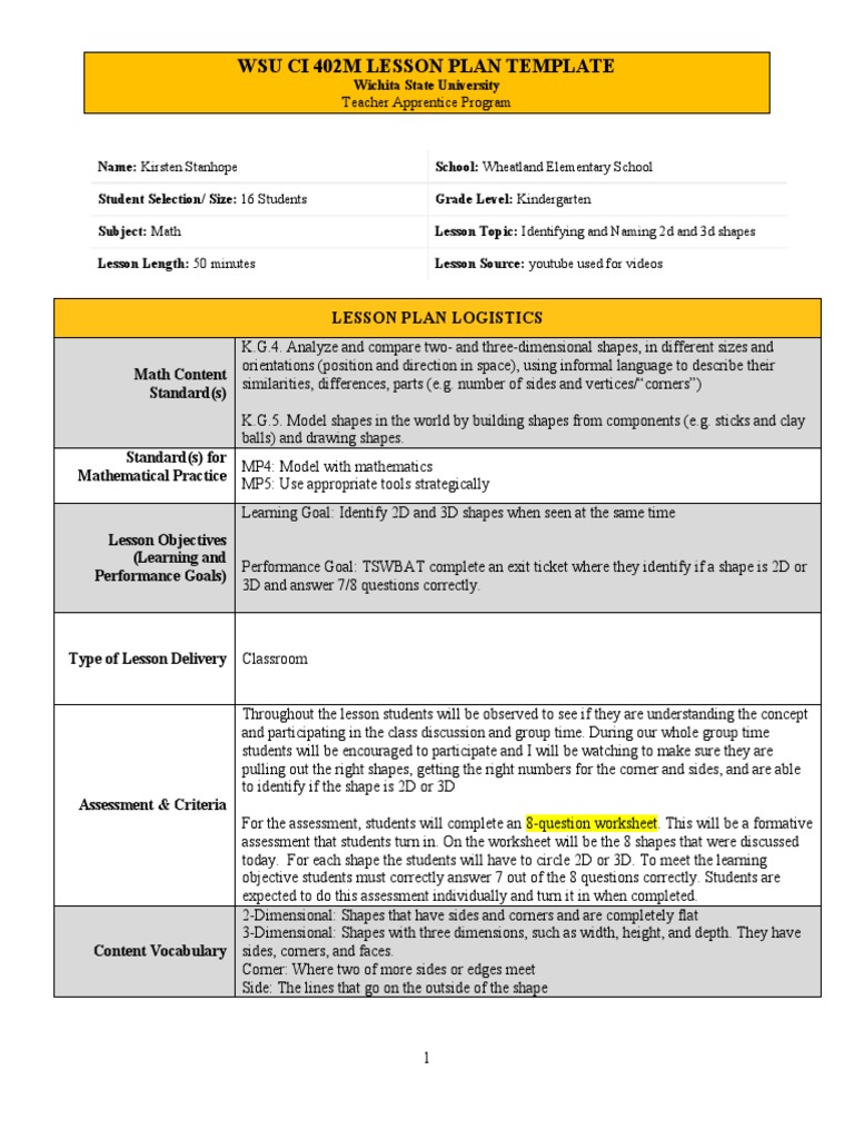 Inquiry Math Lesson | PDF | Lesson Plan | Shape