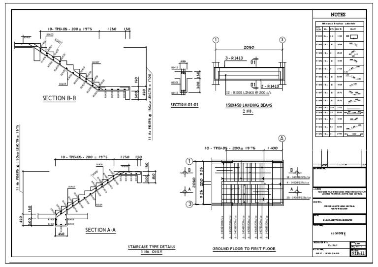 Section B-B | PDF | Stairs | Civil Engineering