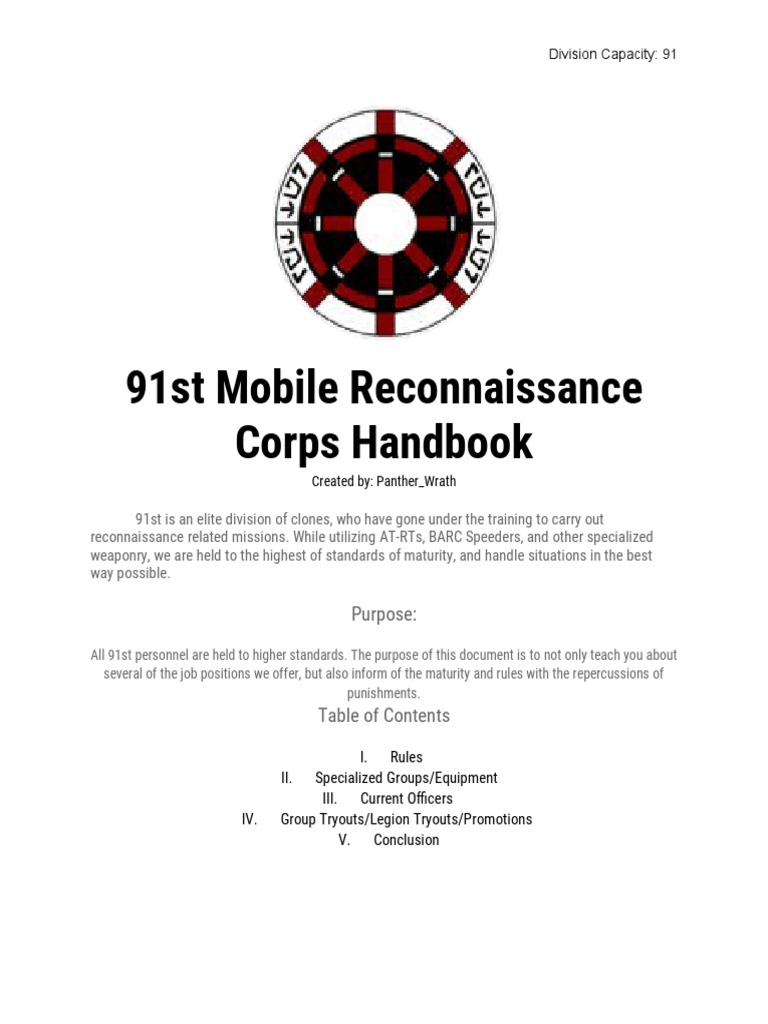 91st Mobile Reconnaissance Corps Handbook | PDF | Company (Military ...
