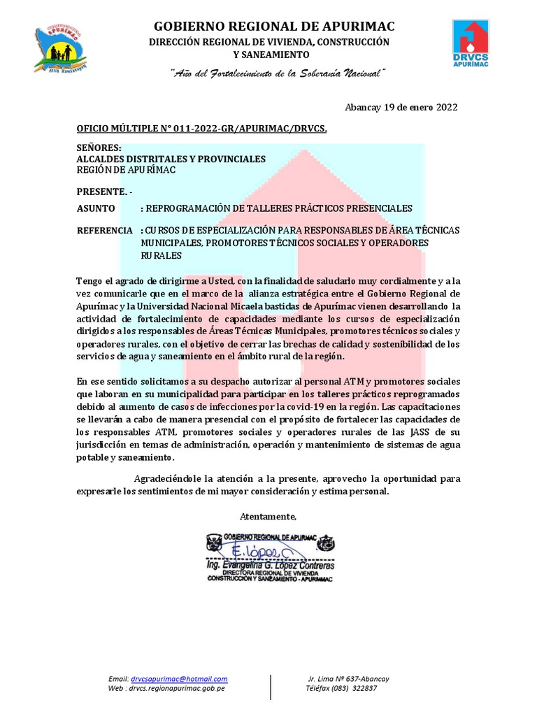 Oficio Reprogramacion | PDF