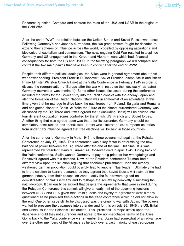 The Origin of The Cold War | PDF | Cold War | Soviet Union