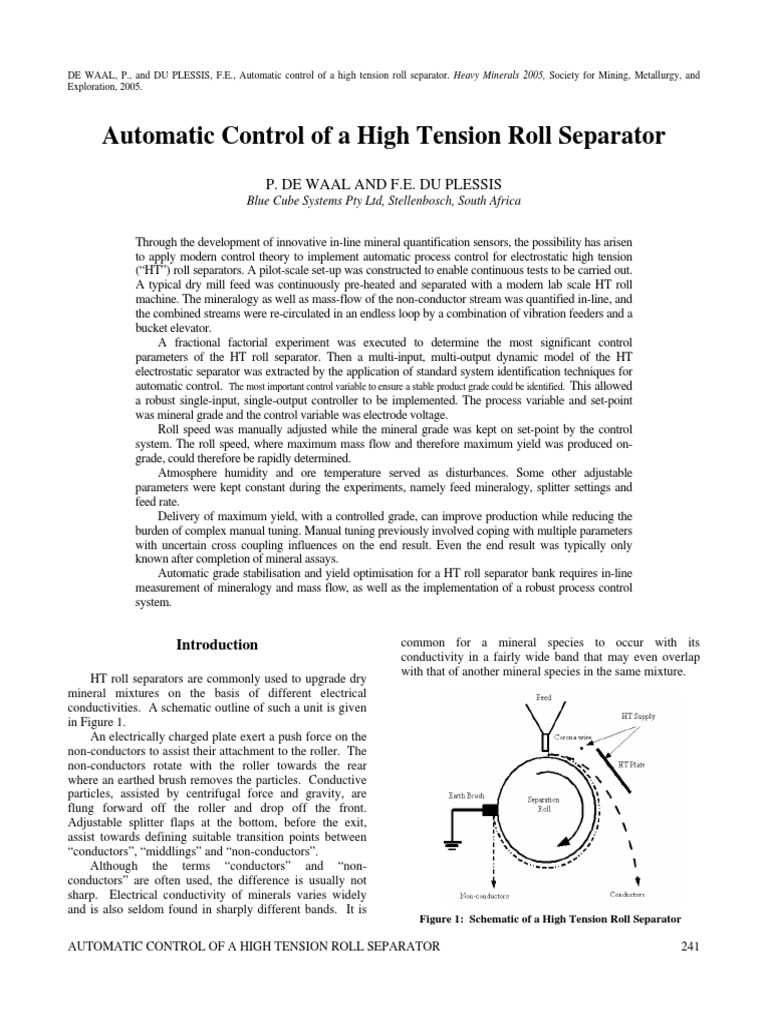 Automatic Control of A High Tension Roll Separator | PDF | Automation ...