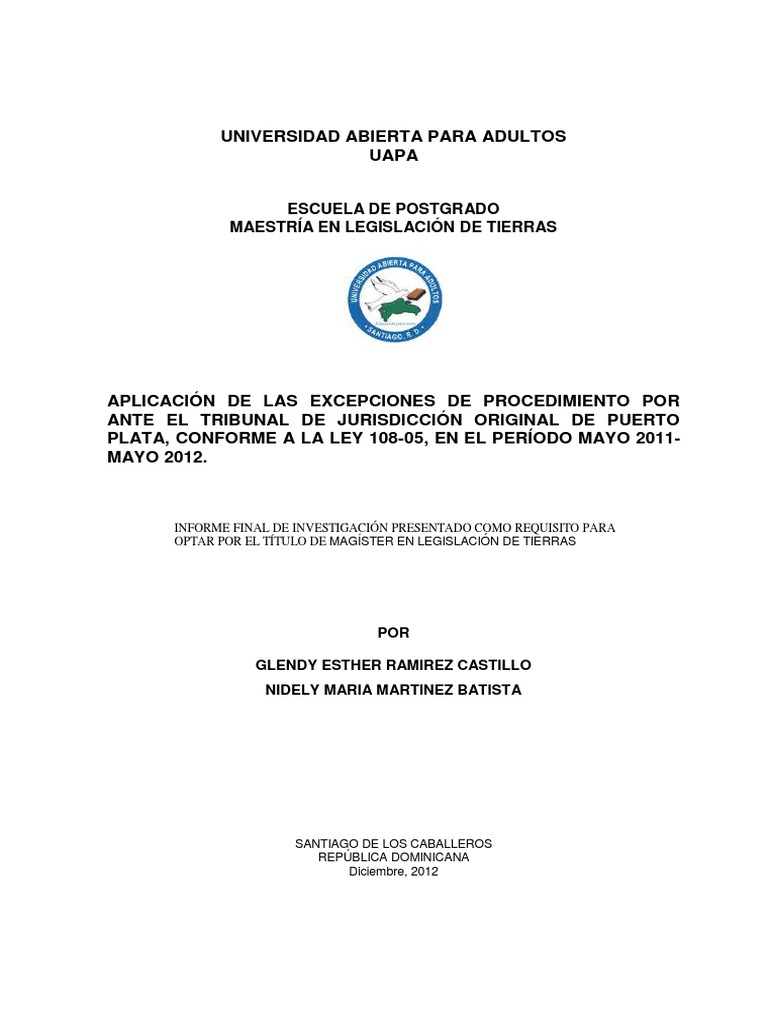 Aplicación de Las Excepciones de Procedimiento | PDF | Juez | República ...