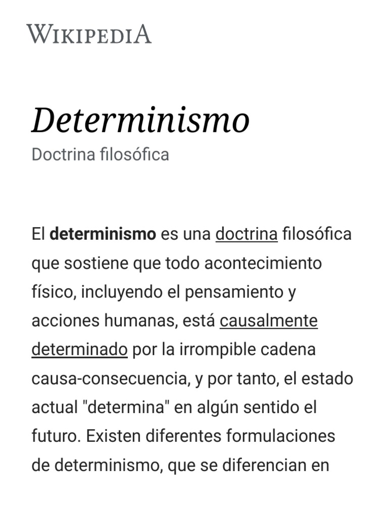 Determinismo - Wikipedia, La Enciclopedia Libre | PDF | Determinismo | Science