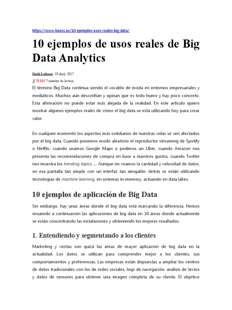 10 Ejemplos de Uso de Big Data | PDF | Big Data