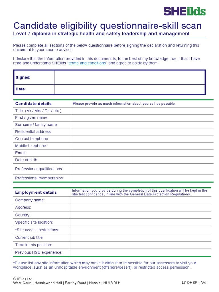 NVQ L7 SHSML V4 Candidate Eligibility Skill Scan | PDF | Expert Witness