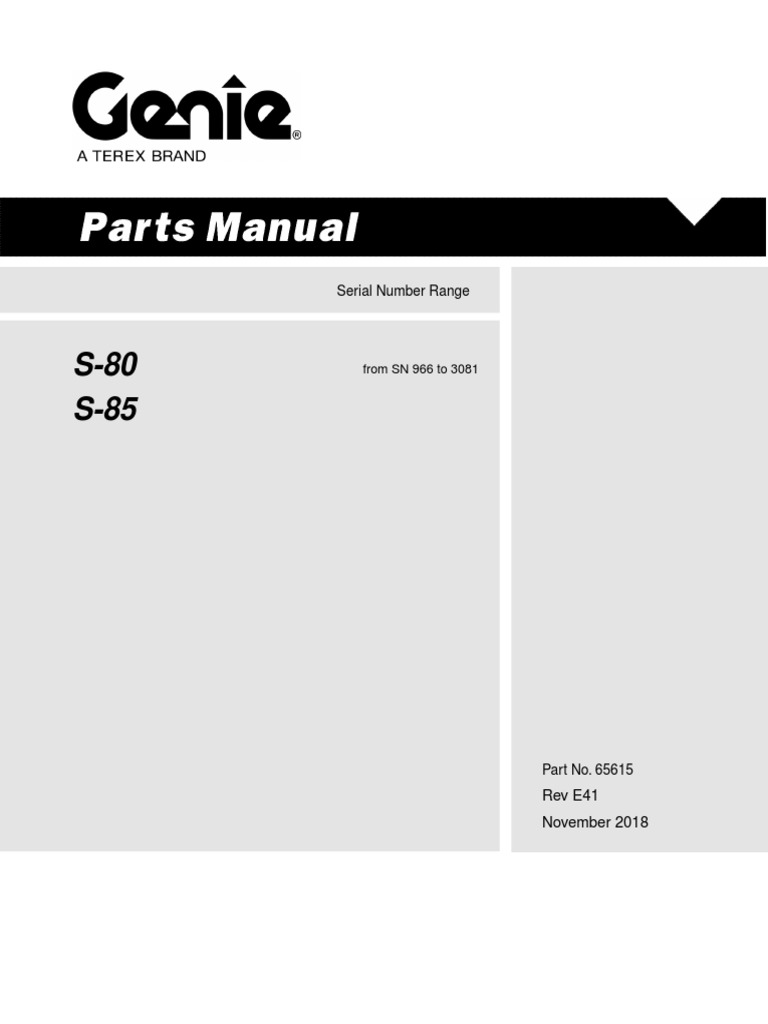 Genie S-85 Parts Manual | PDF | Axle | Steering