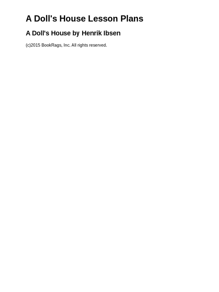 Dollshouse Lessonplan | PDF | Lesson Plan | A Doll's House