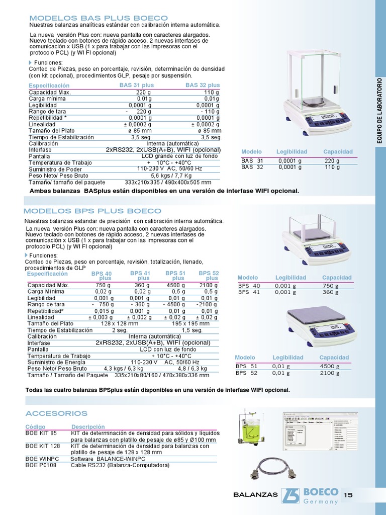Brochure Balanza Analitica BAS 31 PLUS | PDF | Equipo | Equipo de oficina