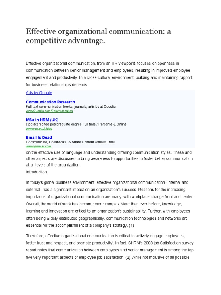 Effective Organizational Communication | PDF | Communication | Cognition