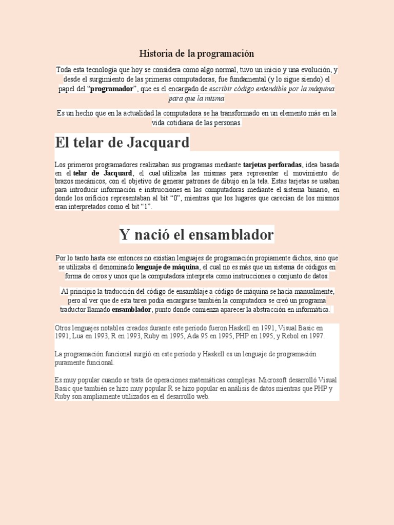 Historia de La Programación | PDF