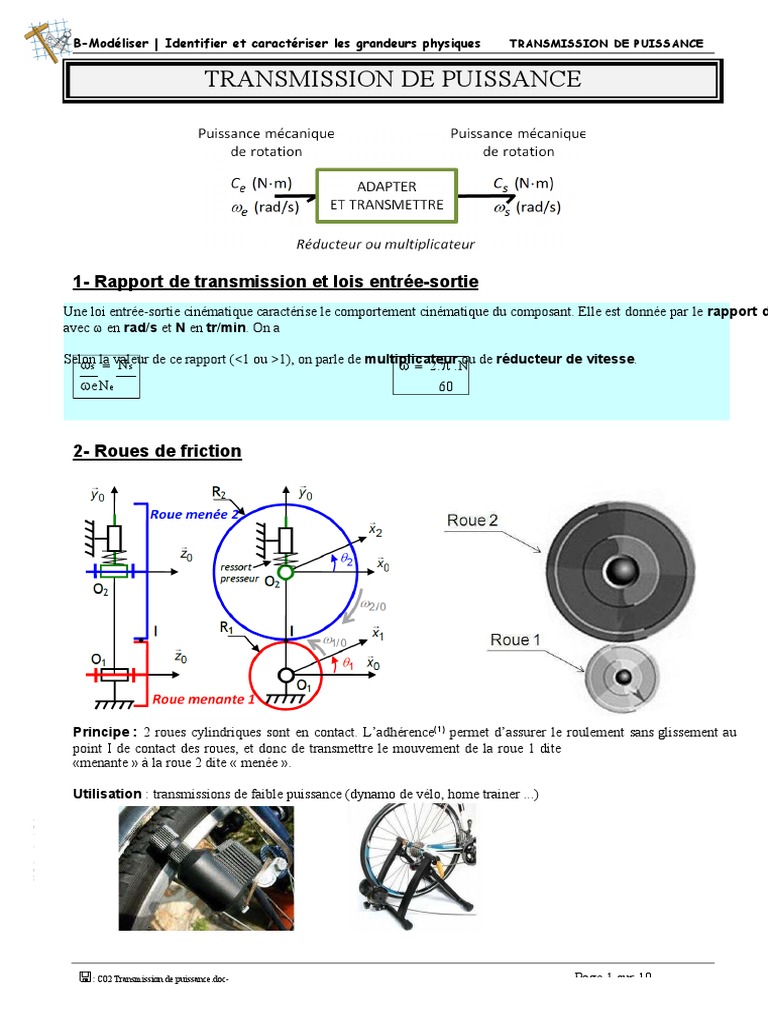 C02 Transmission de Puissance | PDF | Transmission (Mécanique) | Ingénierie mécanique