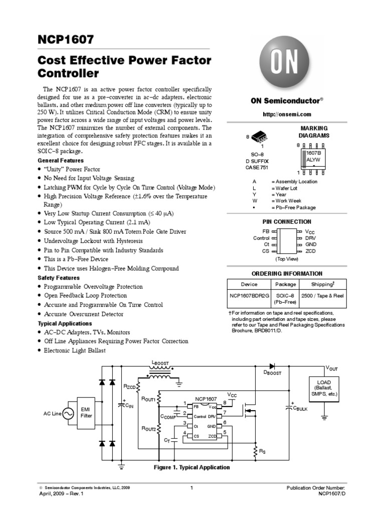 NCP1607 Datasheet | PDF | Amplifier | Mosfet